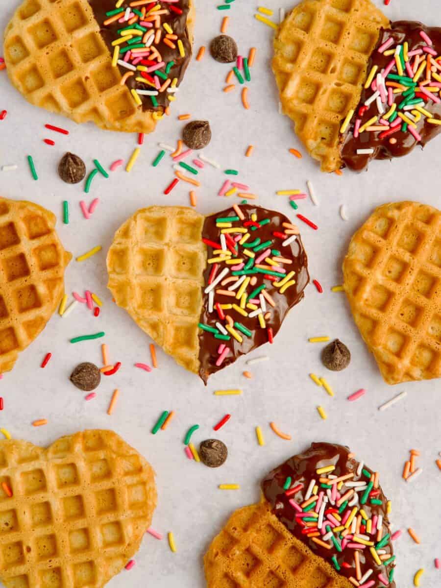 Heart Waffles With Chocolate | Healthy Bites For Kids